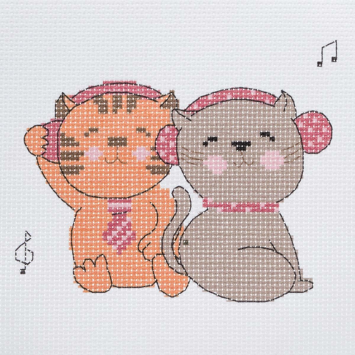 296 Набор для вышивания Hobby & Pro Kids 'Котики - меломаны' 19*18см