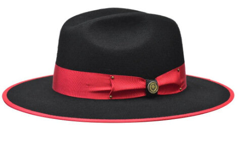 Шляпа Omai Gentleman, фетр, шерсть, ретро, регулируемая, черная с красным