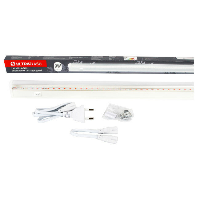 Светильник линейный ULTRAFLASH фито Био полный спектр 9Вт c креплением в комплекте