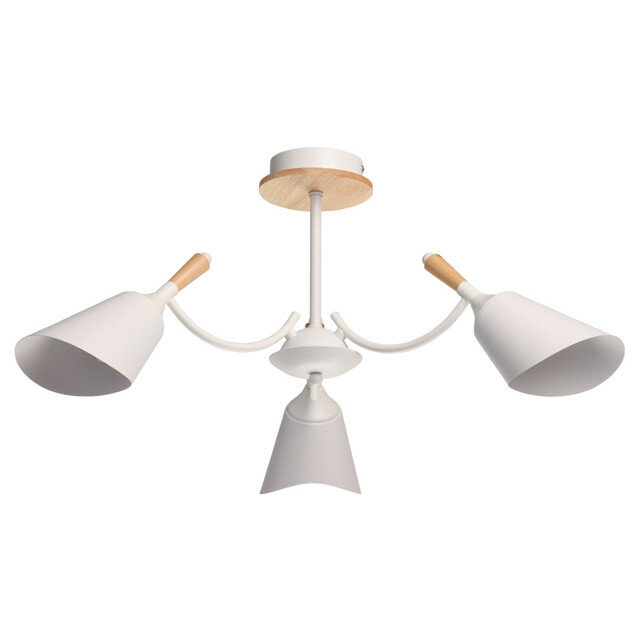 Люстра потолочная DECITY Дэла 3х10Вт E14 металл дерево белый