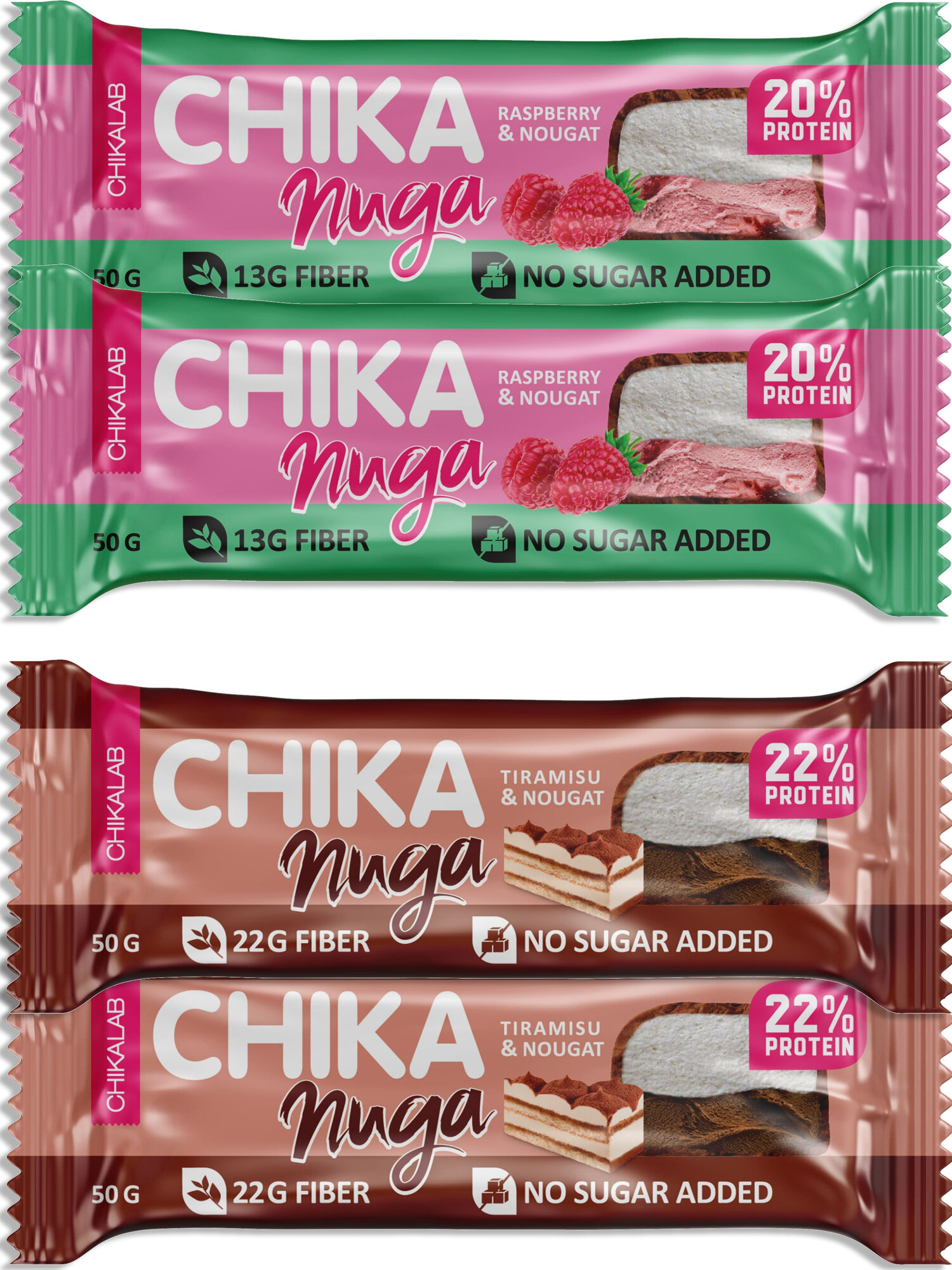 Протеиновый батончик Chikalab Батончик глазированный Chika nuga 4 x 50 г, Микс