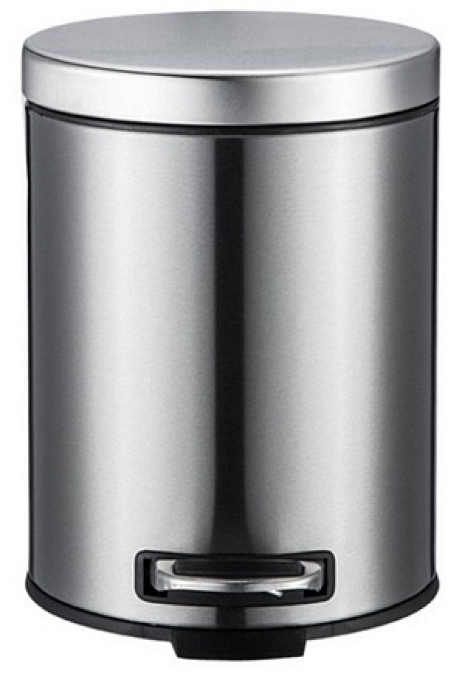 Контейнер для мусора Катунь круглый, полированный, с педалью и доводчиком, из нержавеющей стали серебристого цвета, 12л / ведро