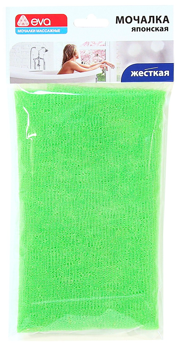 Мочалка для тела Eva / Ева M341 массажная мочалка полотенце из нейлона, зеленая, 90х30см / губка для душа