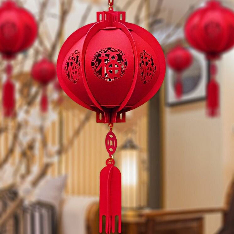 Красные большие китайские фонарики, на китайский Новый год, праздничный декор, из фетра