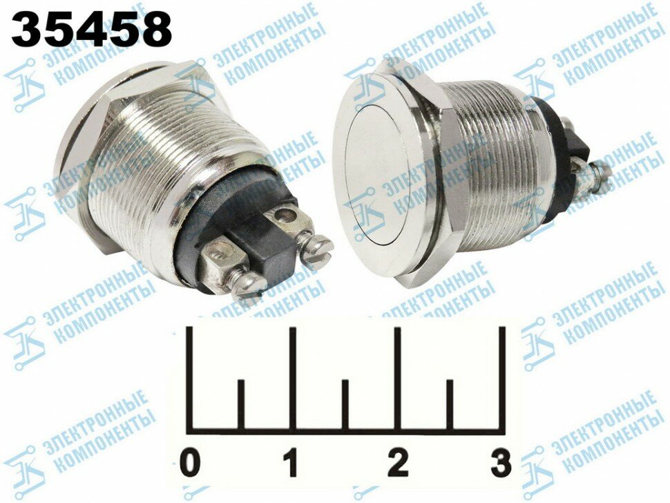 Кнопка PBS-R/R без фиксации антивандальная металл 2 контакта под винт 28B2 (19мм)