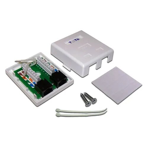 Розетка Lanmaster (TWT-SM2-4545/6-WH) настен. RJ45 2 кат.6 UTP бел.