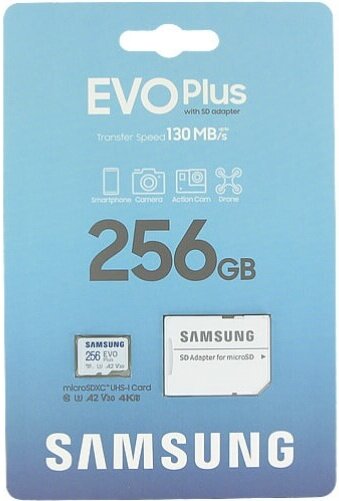 Карта памяти SAMSUNG (MicroSD) Card_ 256 GB Class 10 + SD адаптер EVO Plus, original, MB-MC256SA