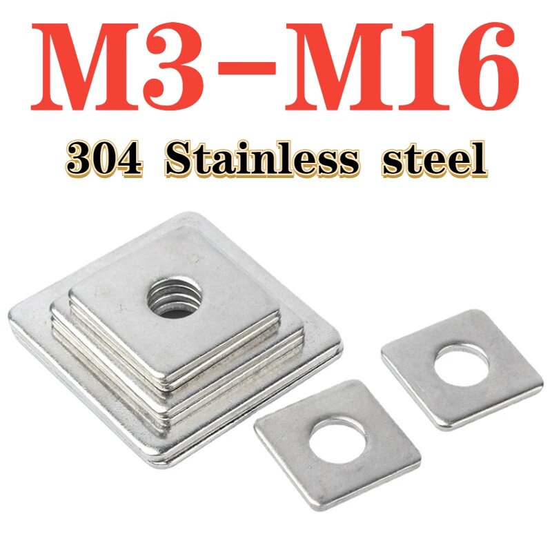 Квадратные плоские шайбы из нержавеющей стали 304 M3 M4 M5 M6 M8 M10 M12 M14 M16 6x12x1 -20Pcs
