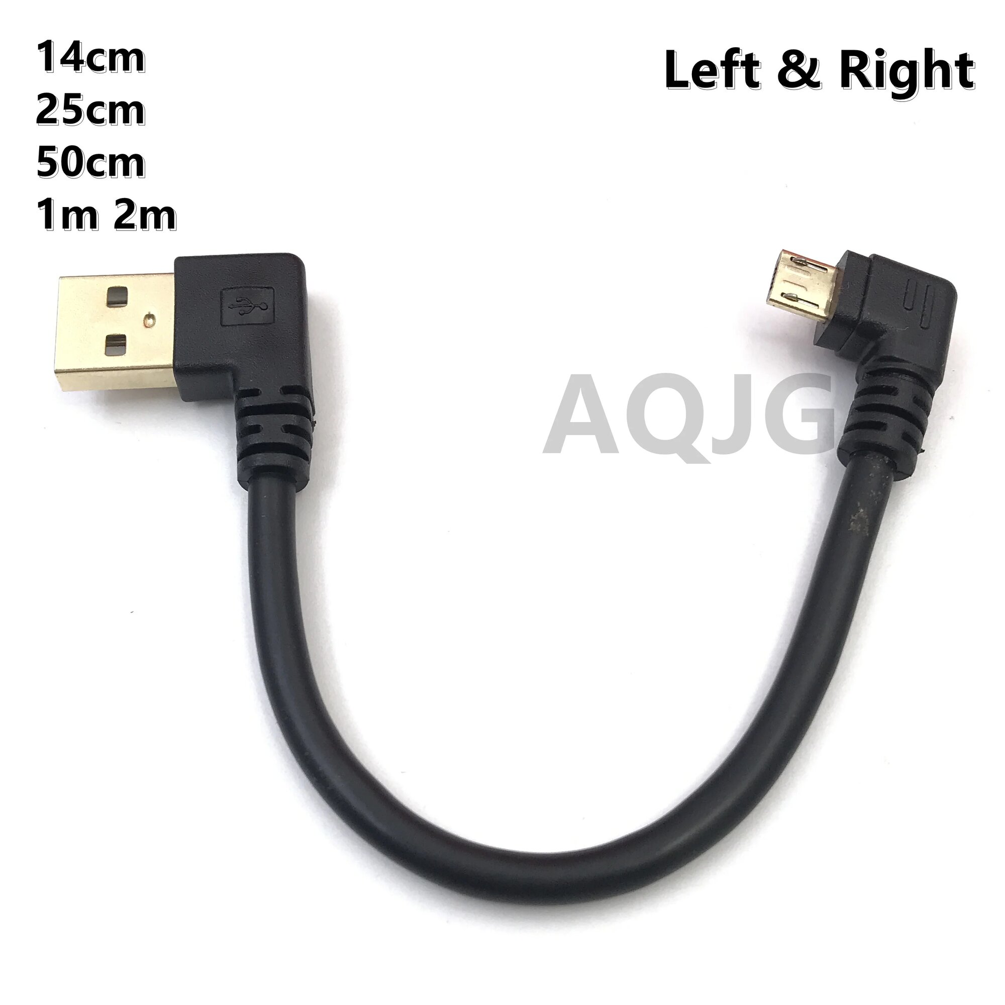 Кабель USB 2.0 прямой угол 90 градусов 15 см 0.5m, Micro Right