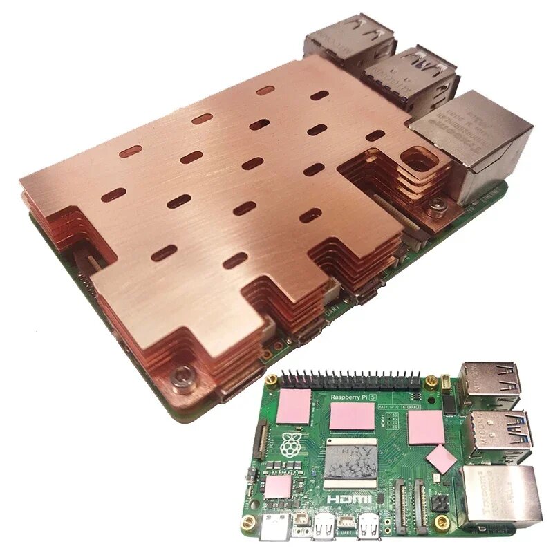 Радиатор медный для Raspberry Pi 5, Цвет: 5, Толщина 8.5mm