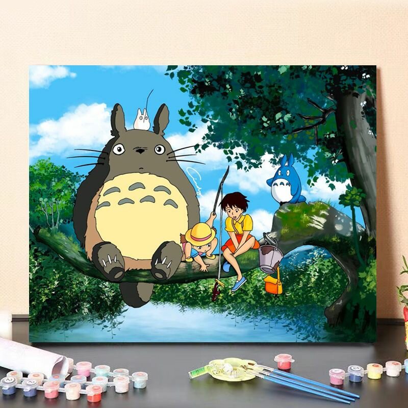 Картина по номерам 40х50 см / Хаяо Миядзаки Мой сосед Тоторо