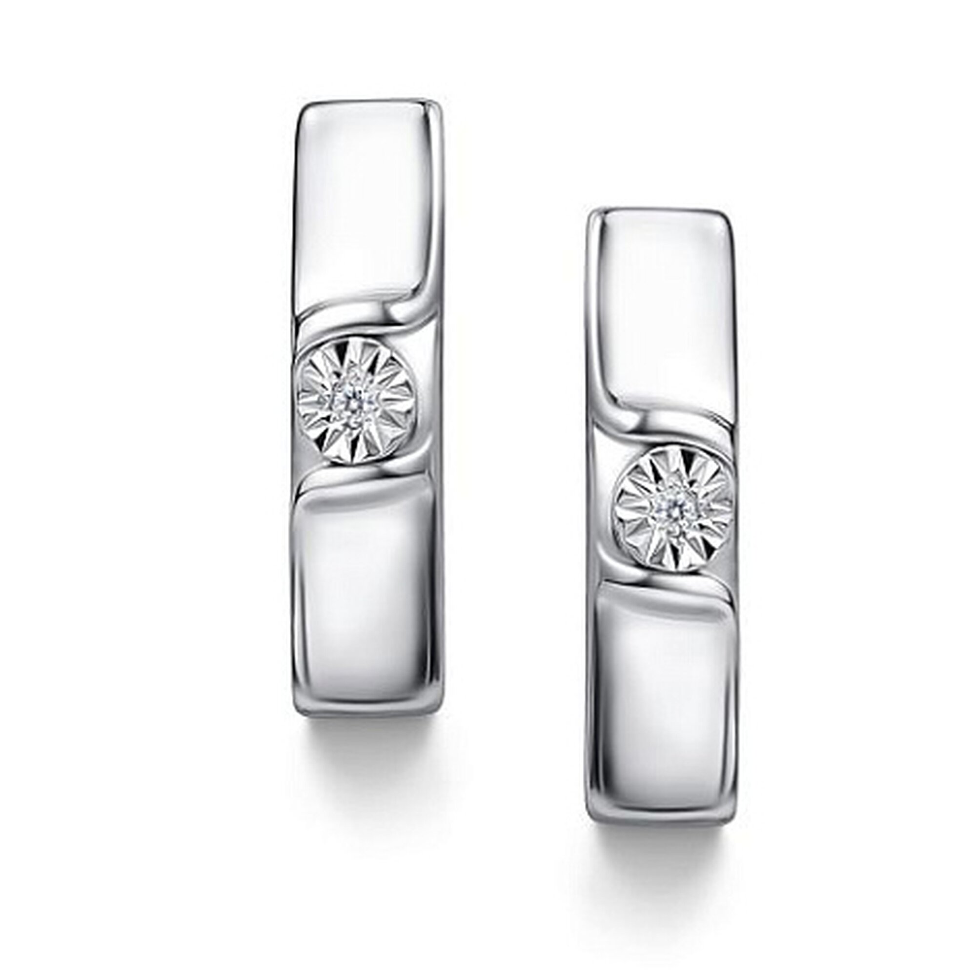 Серьги, серебро, 925 проба, родирование, бриллиант