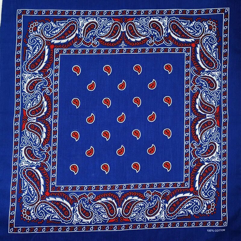 Хлопковая бандана синяя/красная paisley, цвет 33 Royal Blue Red