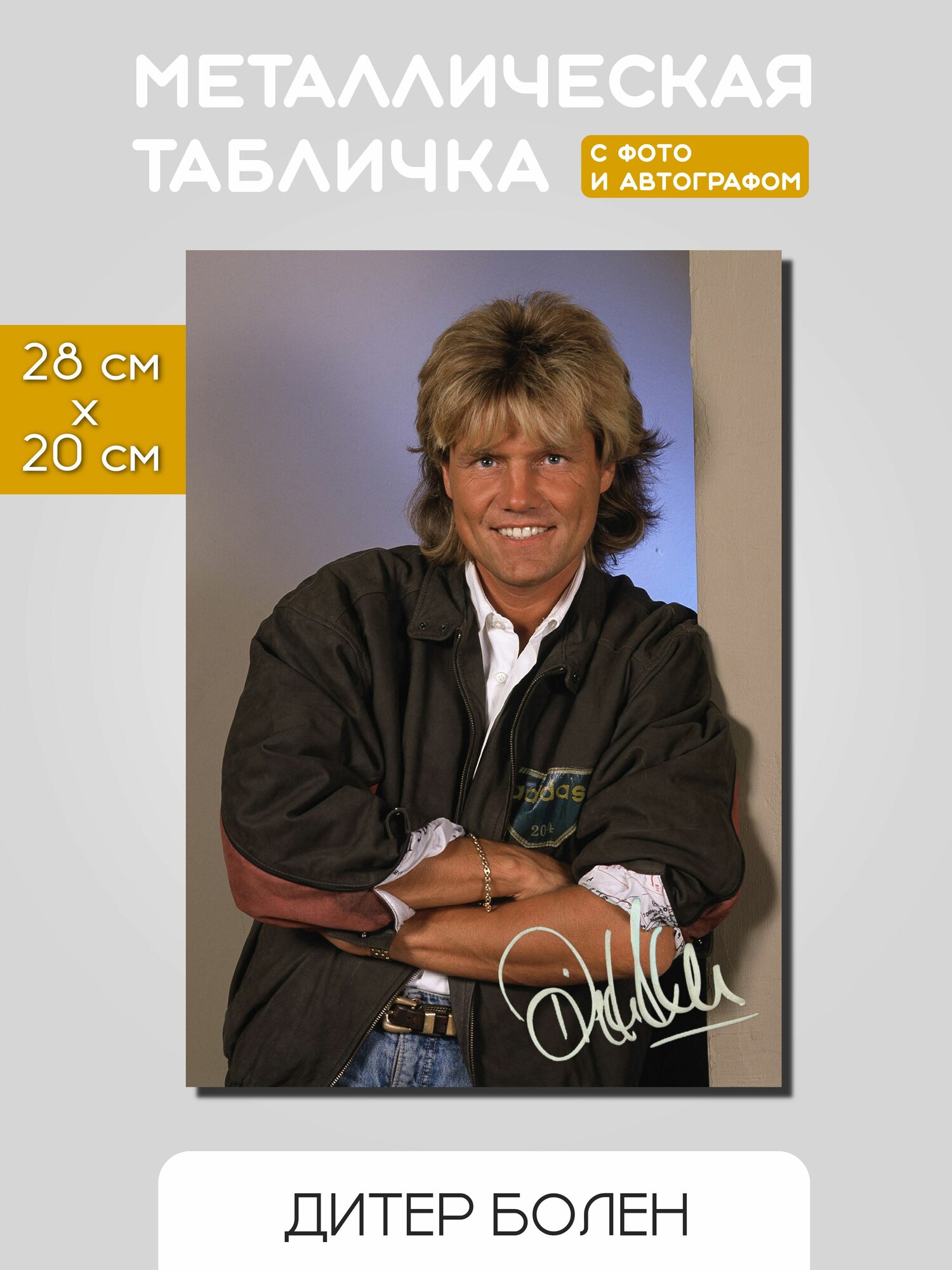 Дитер Болен автограф на металлической фотографии 280х200мм