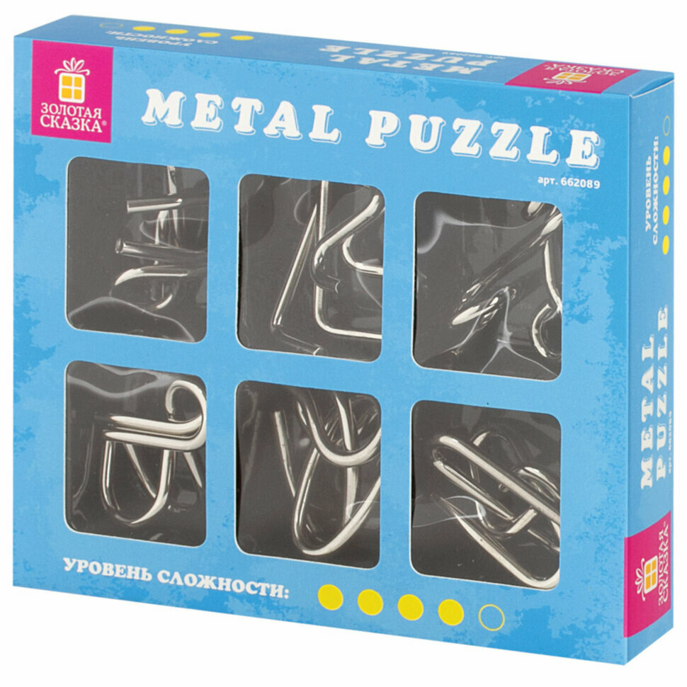 Головоломки металлические золотая сказка (уровень сложности "эксперт"), набор 6 штук, 662089, 662089