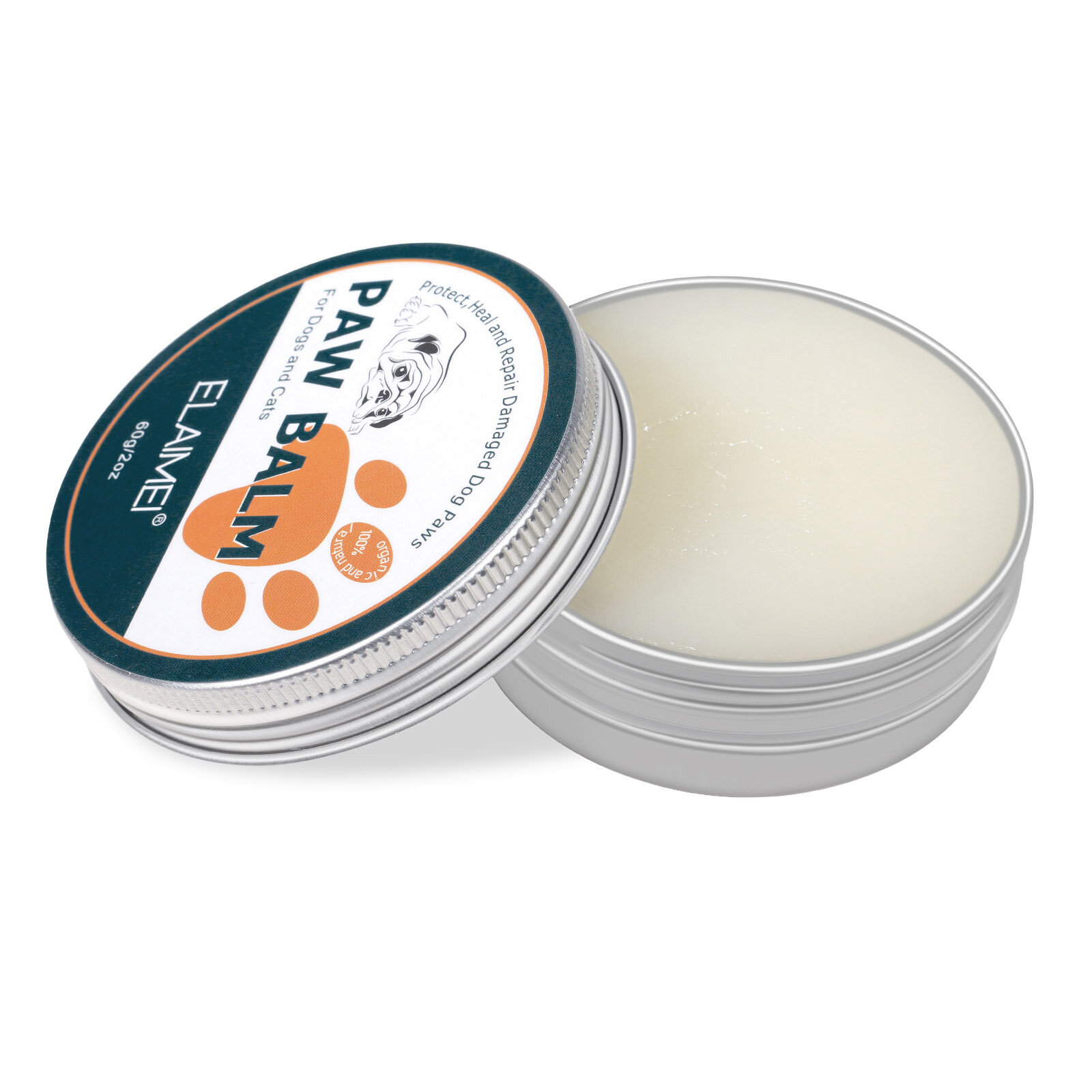 ELAIMEI Paw Balm 2oz 60g для собак и кошек Healing Dog Paw Balm & Paw Soother Protects & Heals Cracked Chapped Pads для Outdoor Winter Summer, упаковка 8.3*8.3*3.5cm 3.27*3.27*1.38in, вес 85g 3oz, 1*Paw Balm