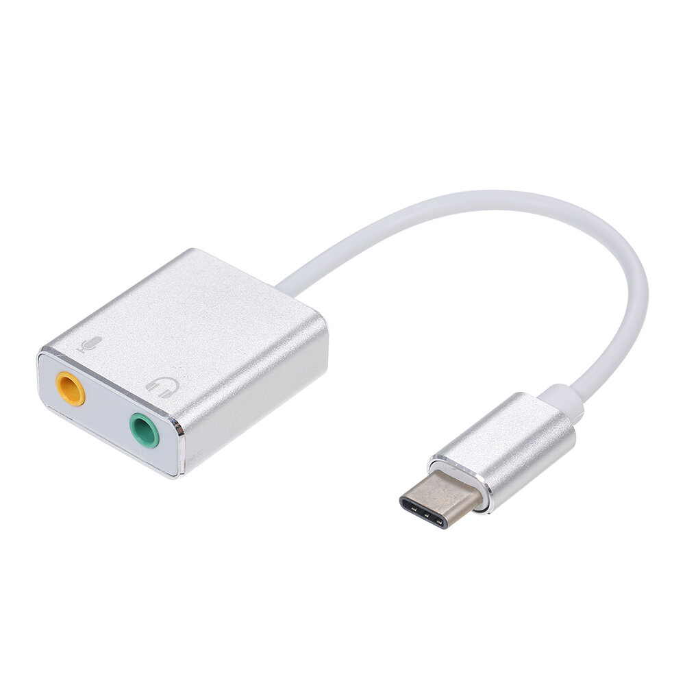 USB C Type C Type-C Внешняя Звуковая Карта Hi-Fi Magic Voice 7.1 CH Адаптер USB-C к 3.5mm Наушники Микрофон Колонка Замена для Ноутбука Macbook Pro (Sliver), Размер изделия: 2.9*2.5*1см, Вес изделия: 13г, Размер упаковки: 13.1*7.3*2см, Вес упаковки: