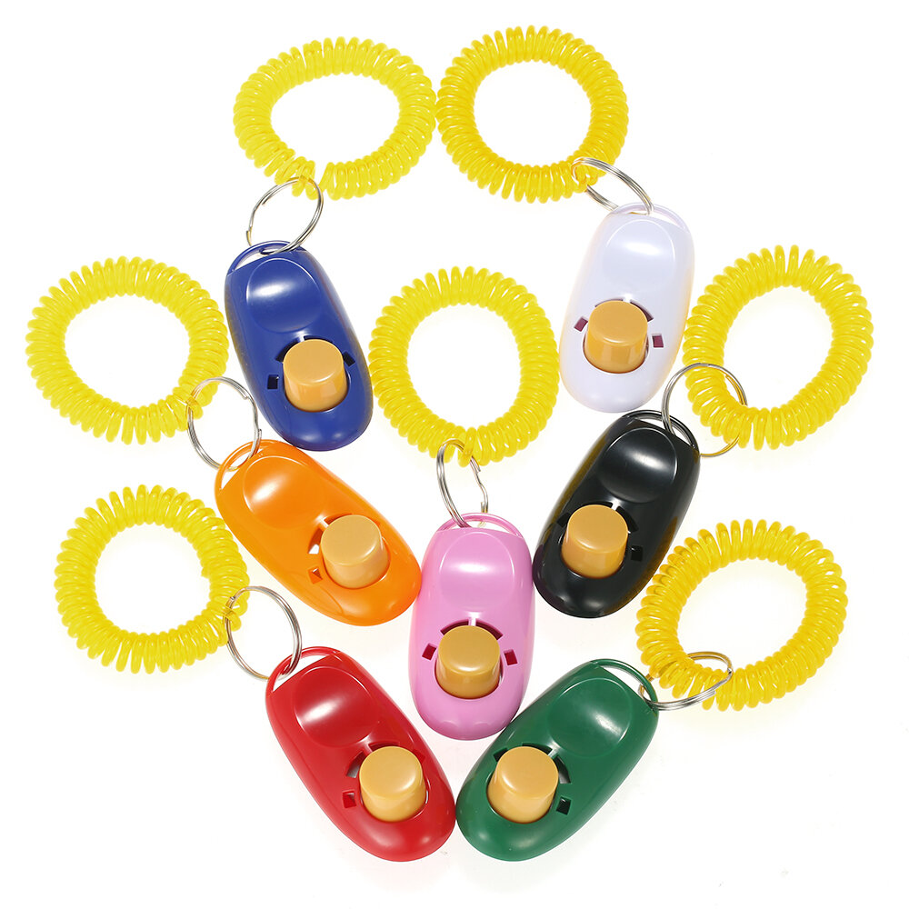 7 Pack Пет Training Clicker Trainer Aid Wrist Clicker Tool для Dog с Wrist Strap, Цвета: Red, Blue, Orange, White, Green, Pink, Black, Материал: ABS + Stainless Steel, Размер: 6.5 * 3.5 * 2cm, Вес: 15.5g, Применение: Training Dog, Cat, Horse, Bird, Fish,