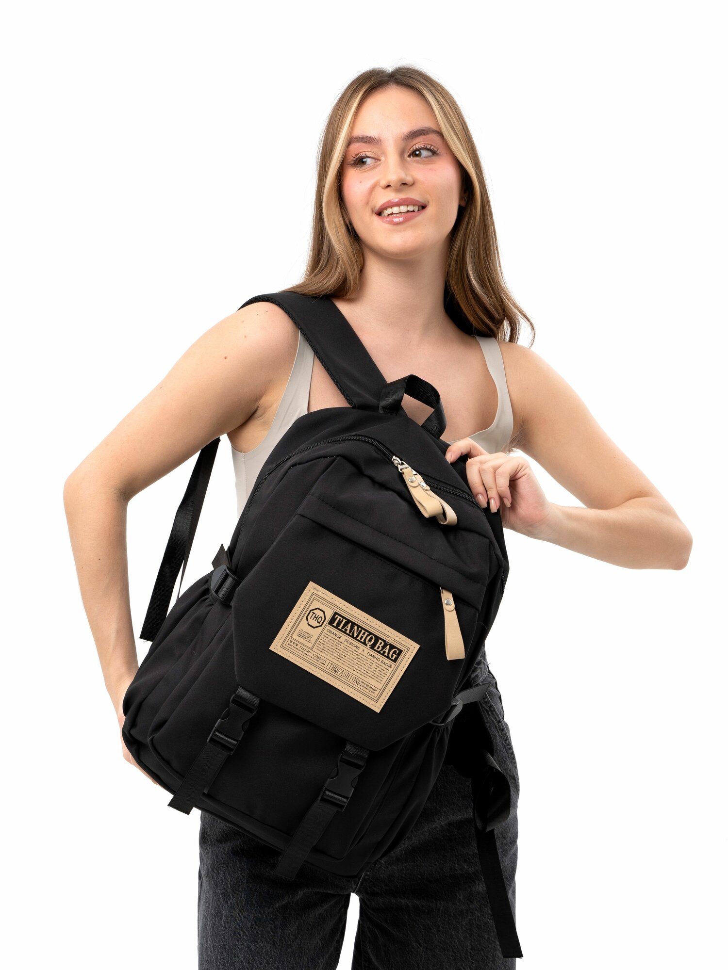 Рюкзак городской унисекс черный женский, подростковый, спортивный, портфель для мальчиков и девочек в школу, сумка для мам, для прогулок, в поход.-3