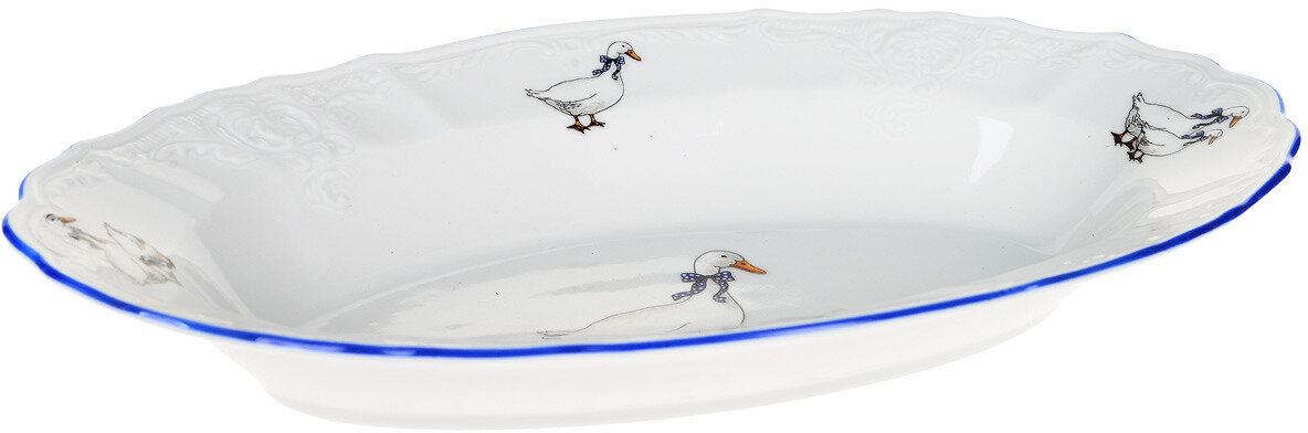 Блюдо овальное 24 см; "Bernadotte", декор "Гуси", Thun/ БТФ0328