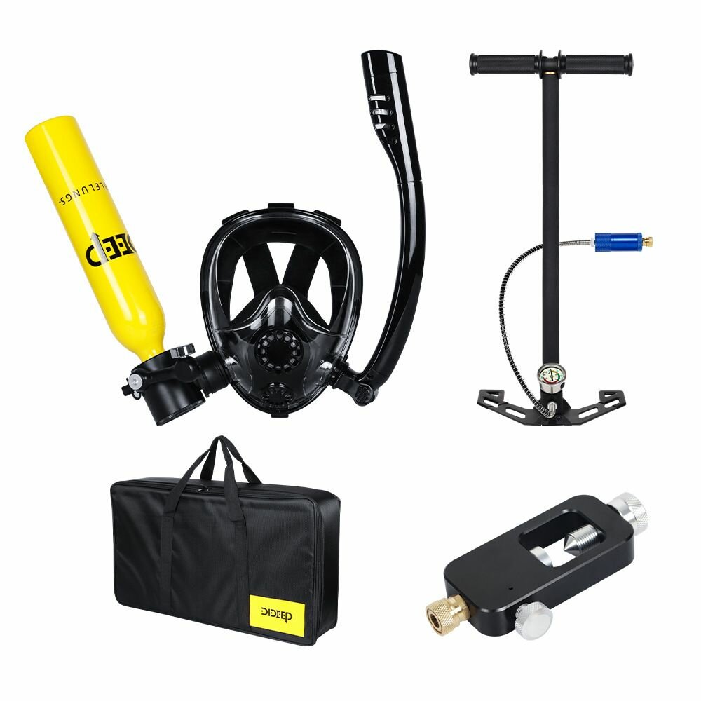 DIDEEP 0.5L Plus Портативный Акваланг с Маской для Подводного Плавания Легкий Кислородный Баллон для Дайвинга и Снорклинга (20 минут, 15 метров)