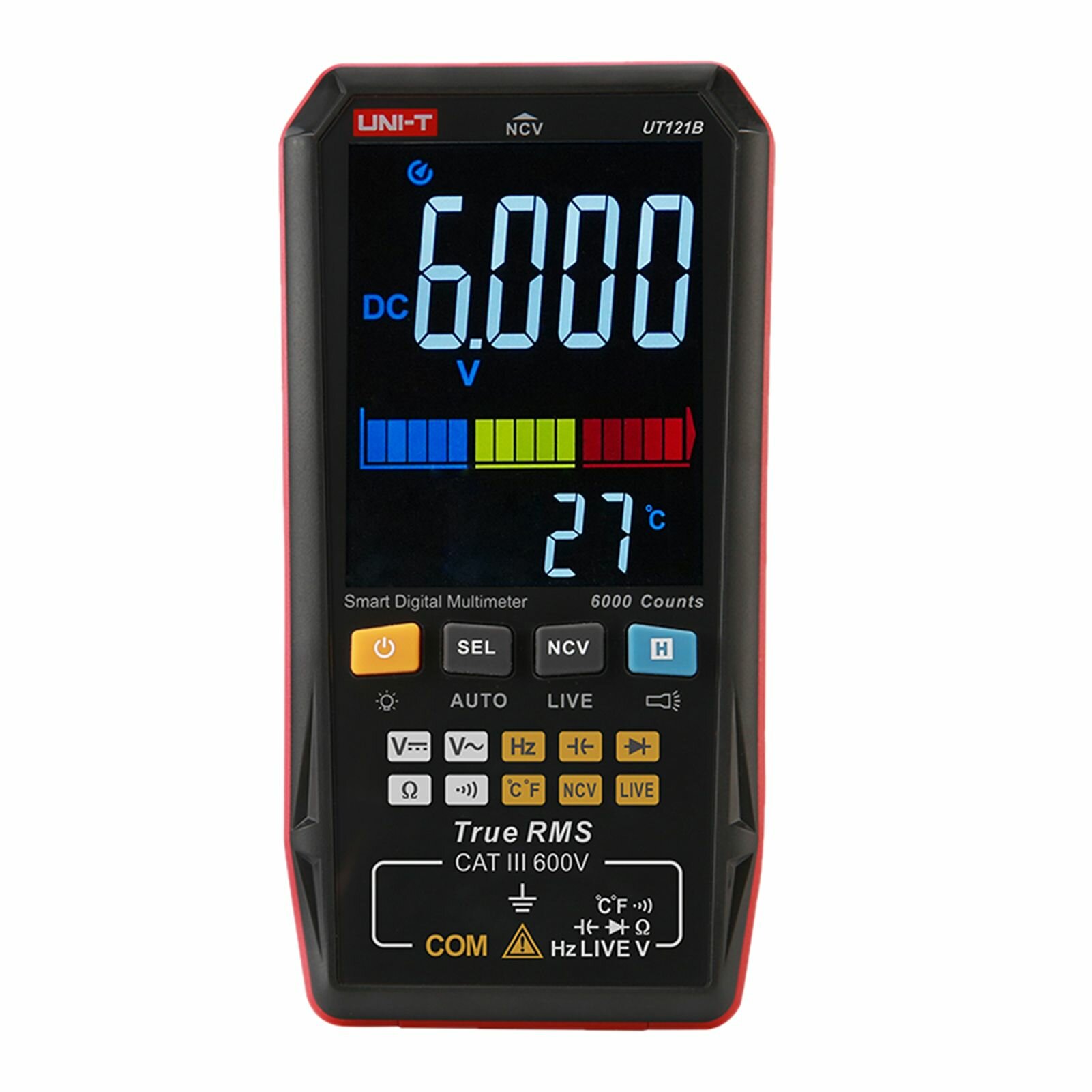 UNI-T UT121B: умный мультиметр, мини, портативный, ЖК-экран, фонарик, 3,3 дюйма.