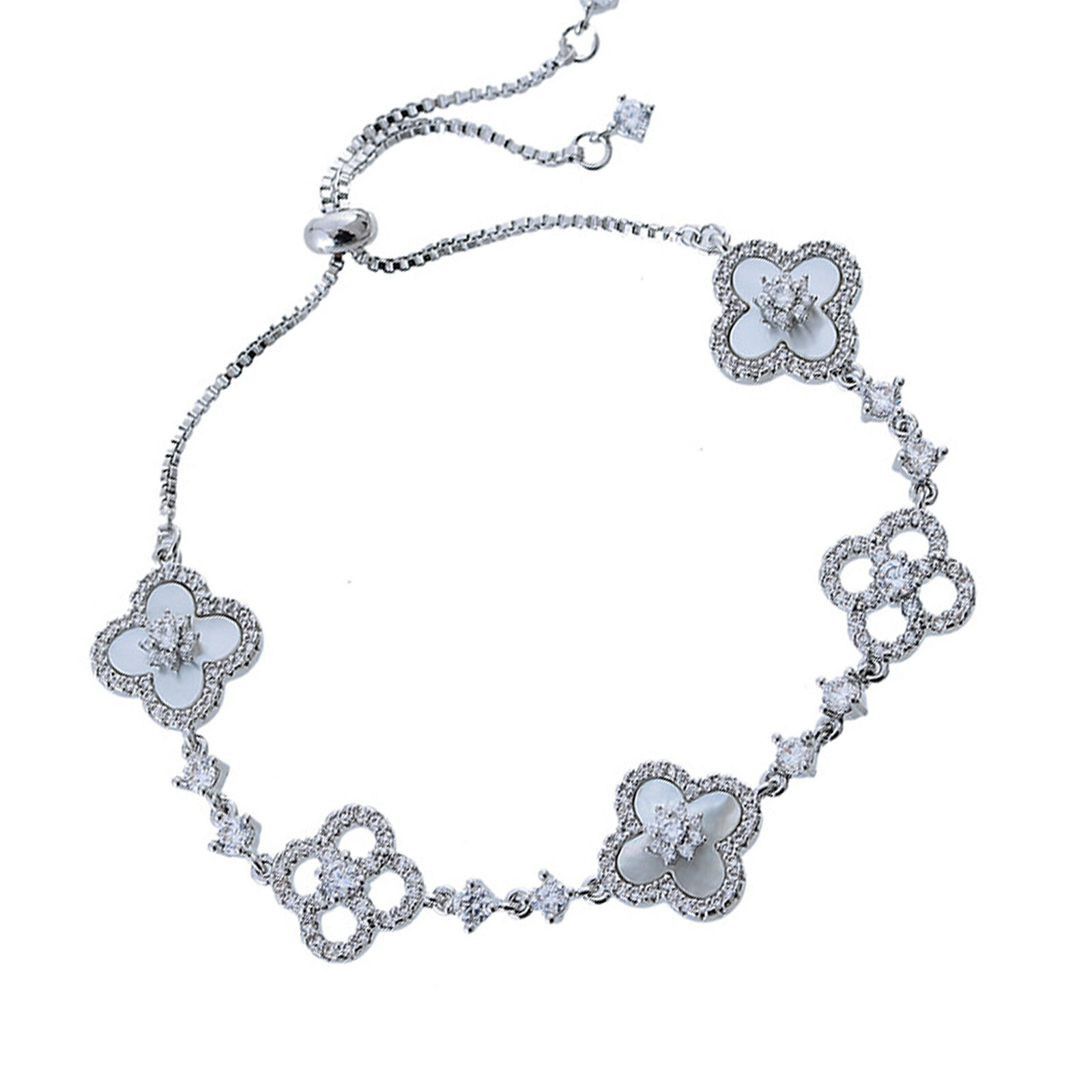 Элегантный регулируемый браслет с цветочным дизайном и цирконием для любого случая