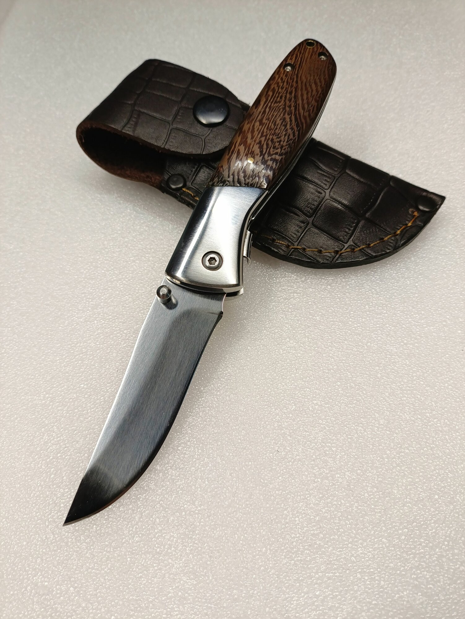 Нож складной Falco сталь 65x13 длина 24см ручная работа ножны натуральная кожа в комплекте