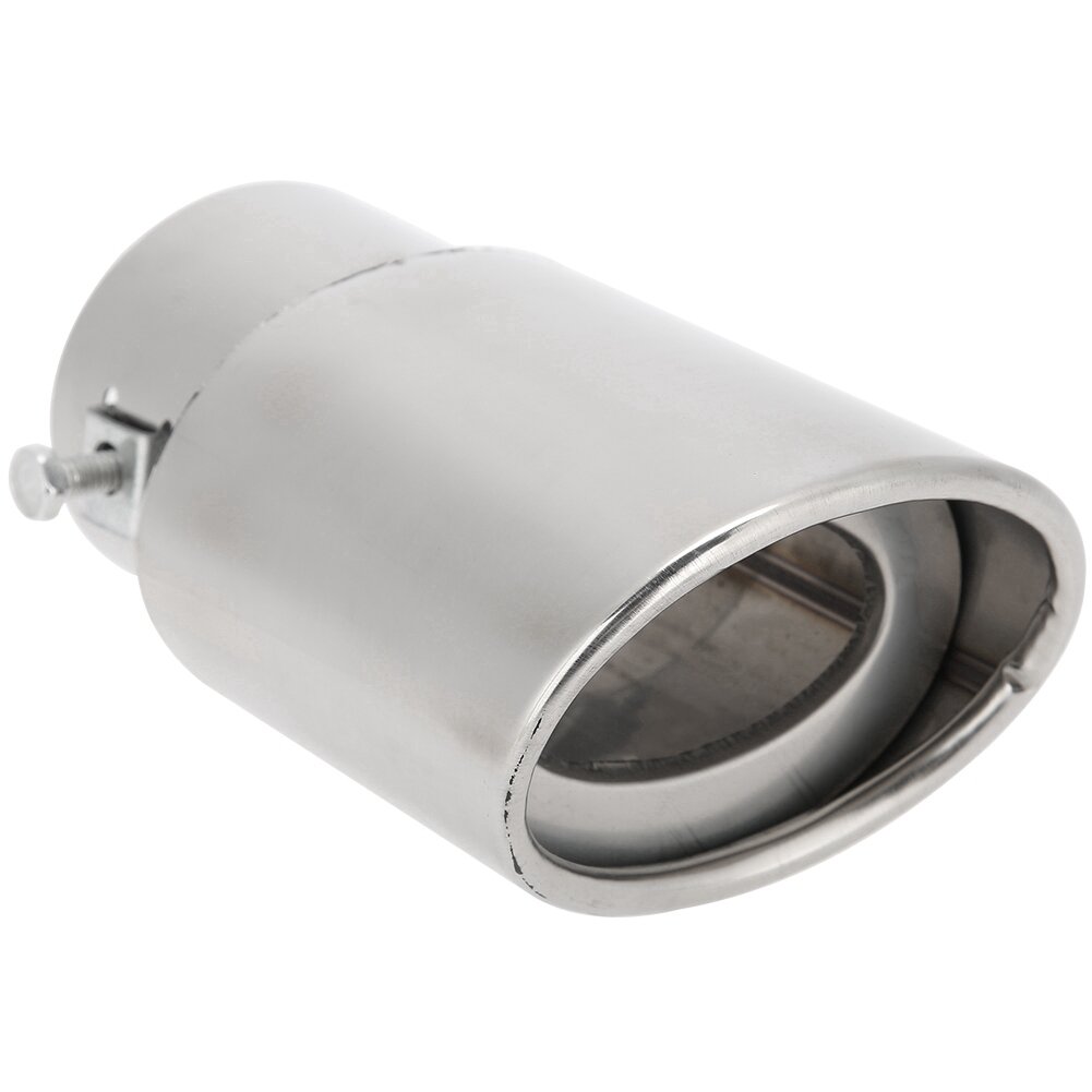 Глянцевая серебряная из нержавеющая сталь универсальный автомобиль прямая выхлопная труба задний кончик глушителя хвост горло