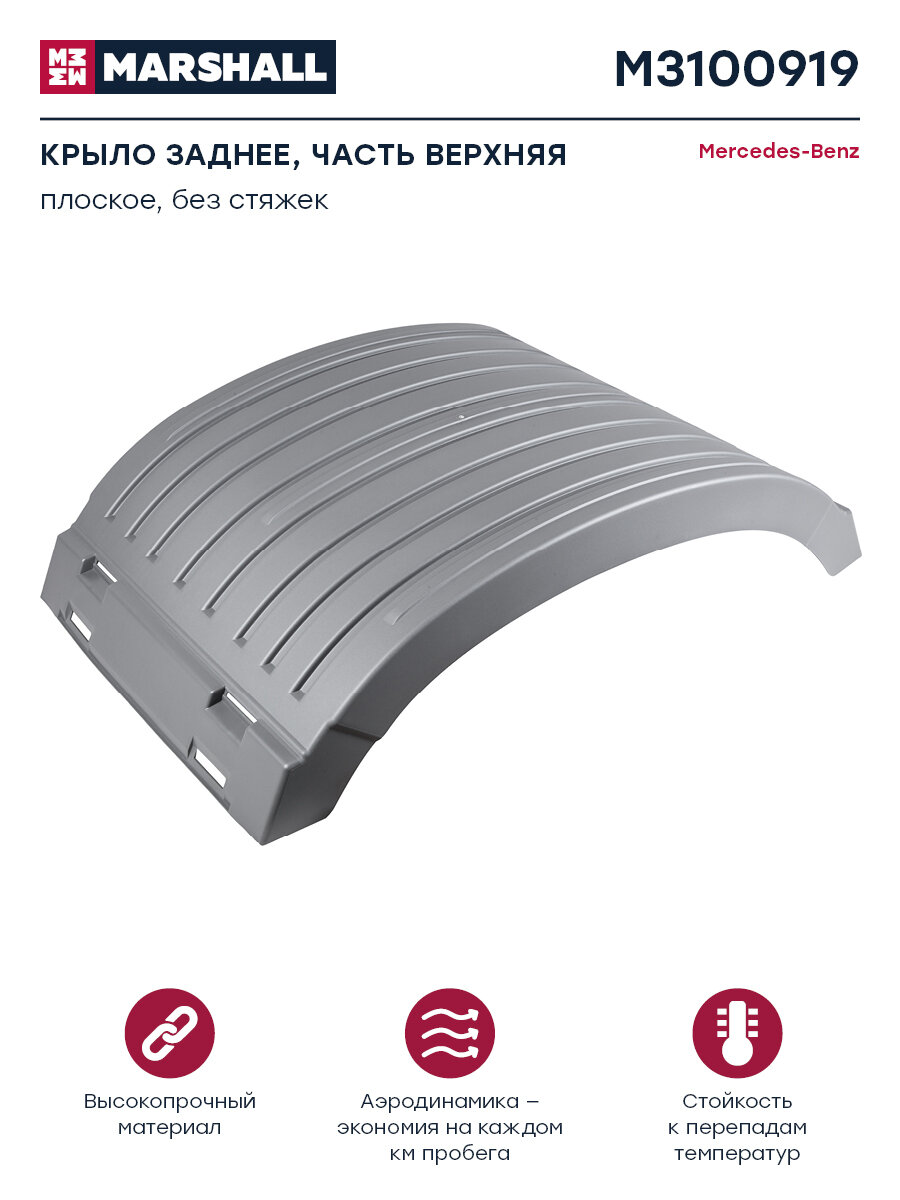 Крыло заднее часть верхняя низкое, без стяжек пластик MERCEDES