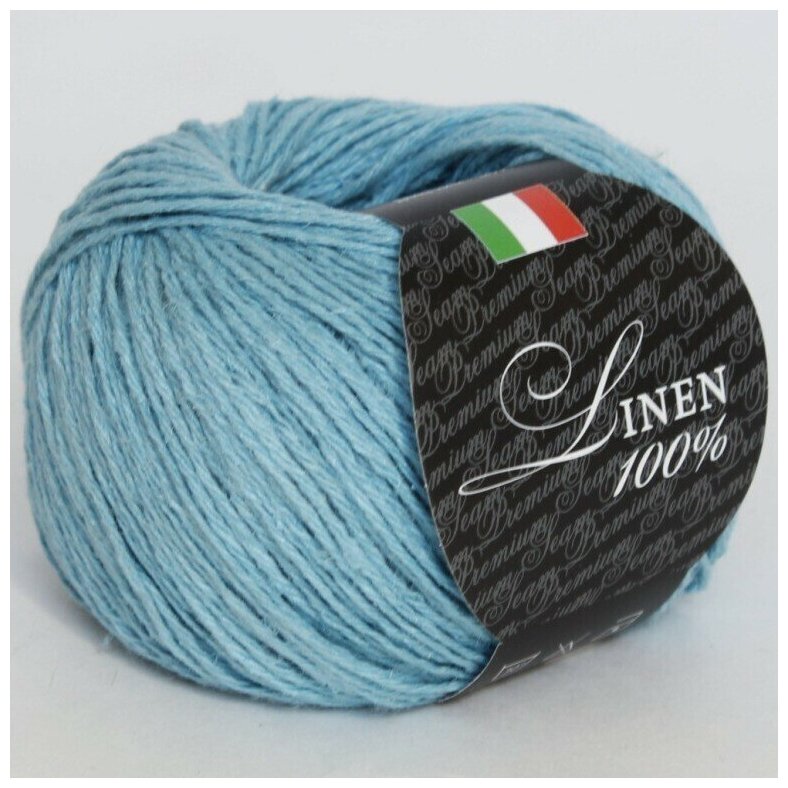 Пряжа Linen 100% Seam цвет 16 светлый джинс, 10шт*(125м/50г), 100% лен