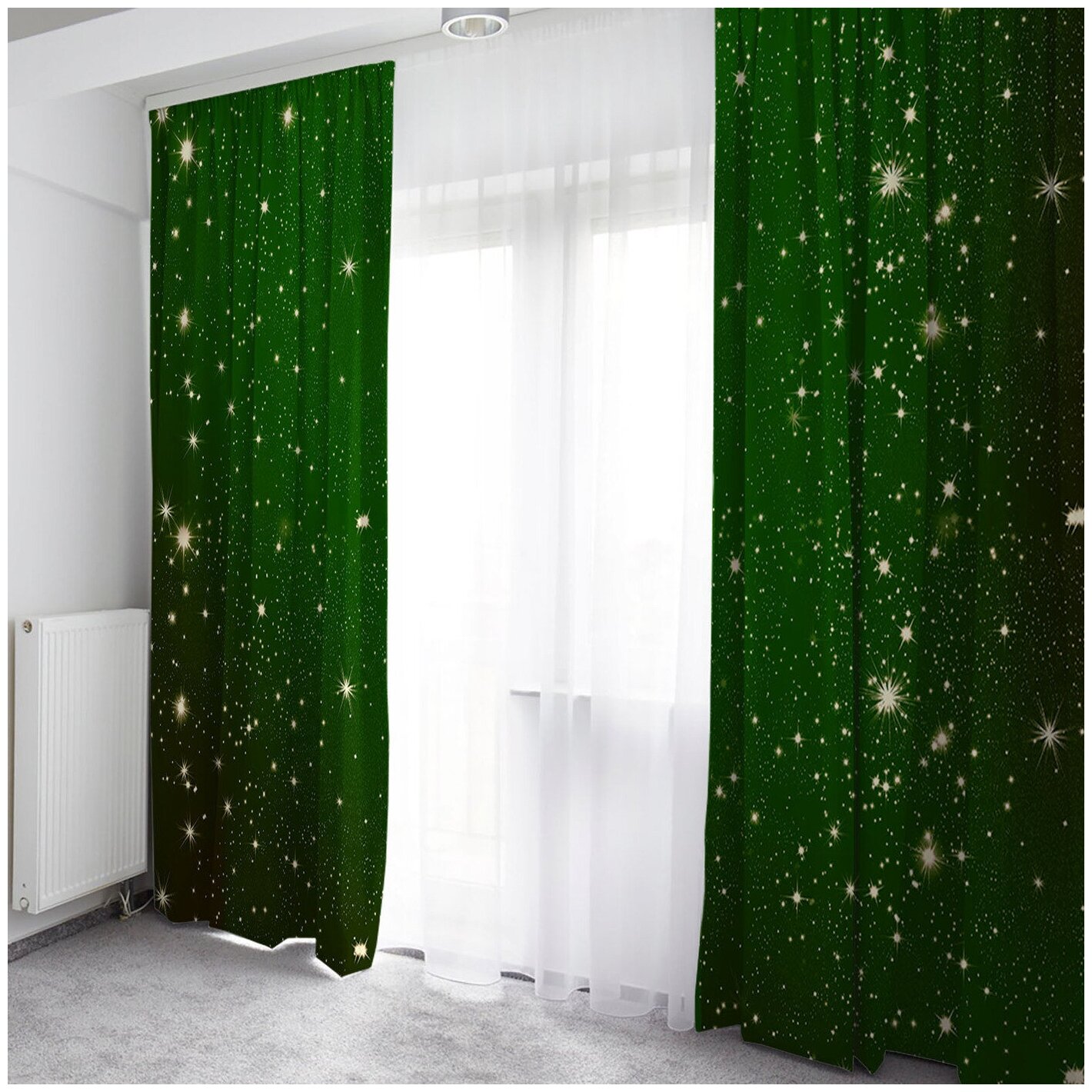 Фотошторы из габардина новогодние Good Room, 290x270 см.