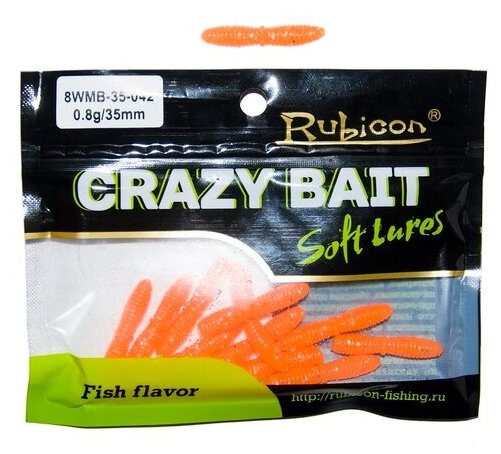 RUBICON Съедобная силиконовая приманка RUBICON Crazy Bait WMB 0.8g, 35mm, цвет 042 (12 шт, аромат рыбы)