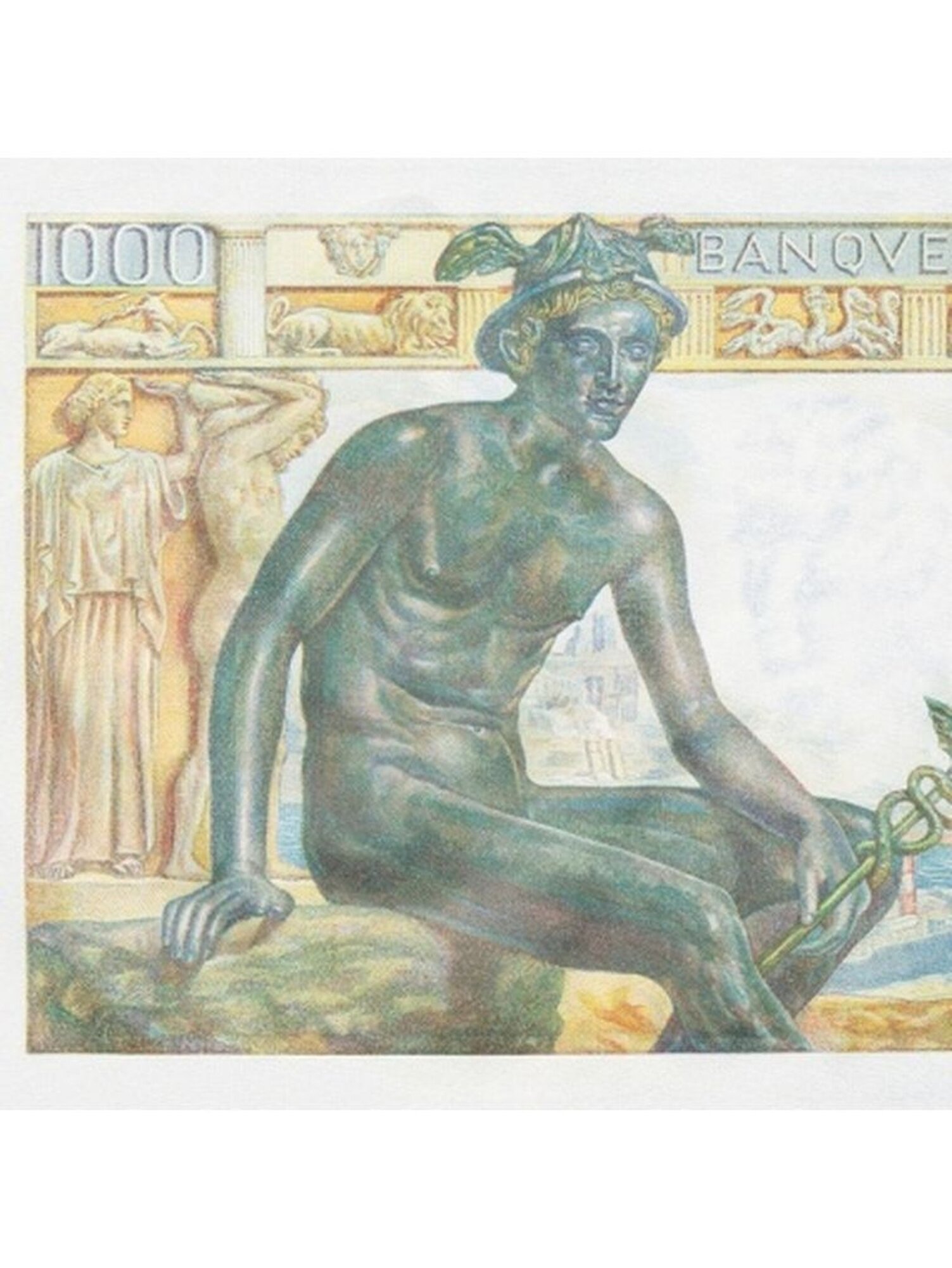 Копия банкноты бестмани, 1000 франков, 1942 год, бумага с водяными знаками
