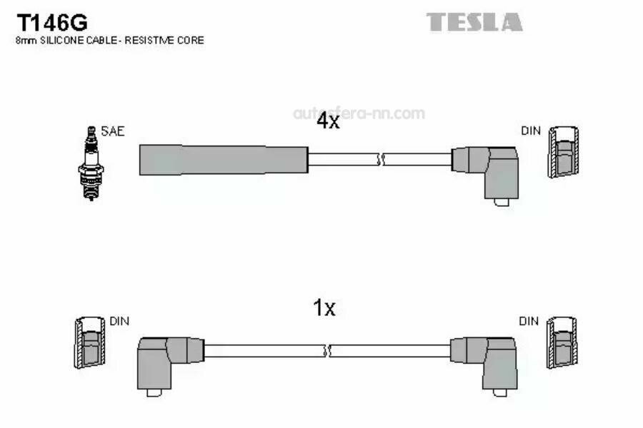 TESLA T146G Провода Ford Sierra 1.6 -1993, Transit 1.6-2.0i -1994