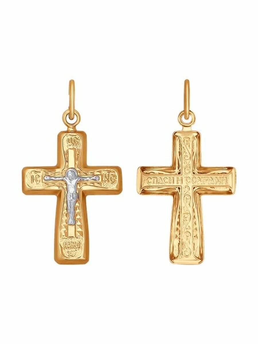 Крестик, красное золото, 375 проба