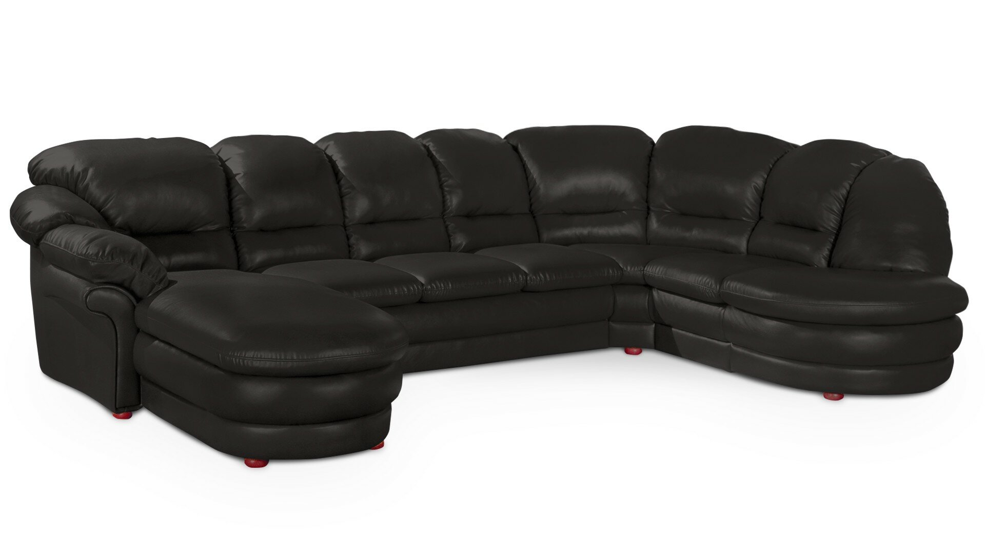 Угловой диван Нодус с оттоманкой и дополнительной секцией Madras 21 NEW 367x250x98 см, черный Натуральная кожа, нераскладной Фиеста