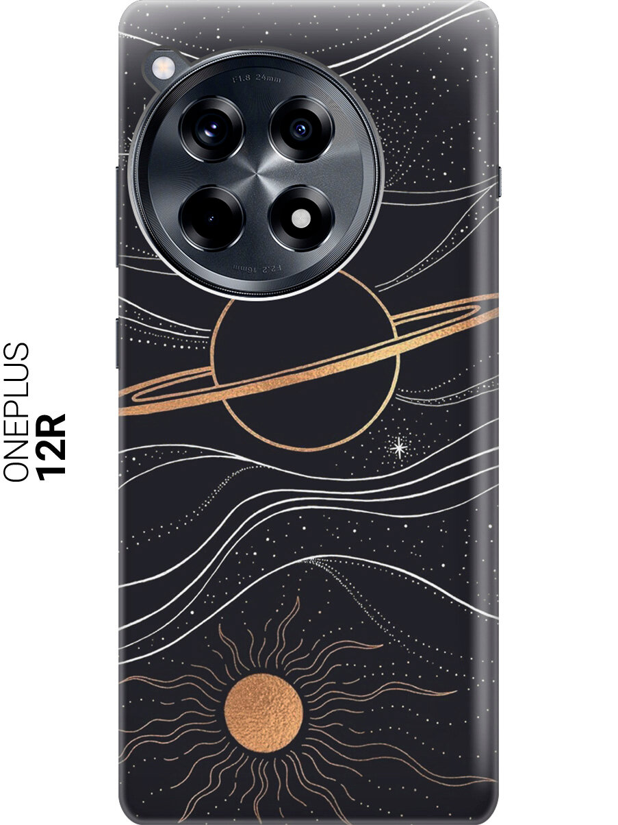 Силиконовый чехол на OnePlus 12R / Ванплас 12Р с рисунком "Сатурн и солнце"