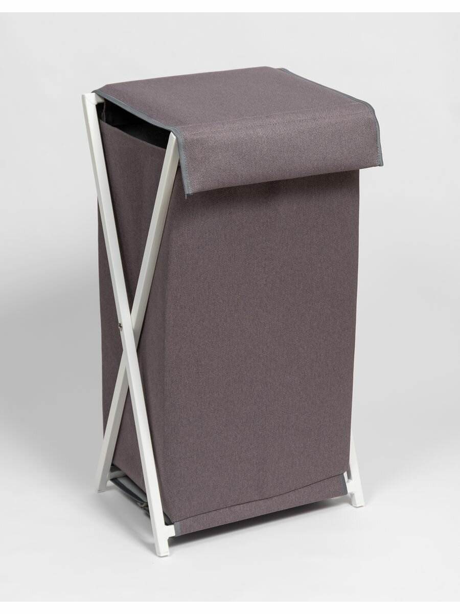 Корзина для белья тканевая складная на металлическом каркасе