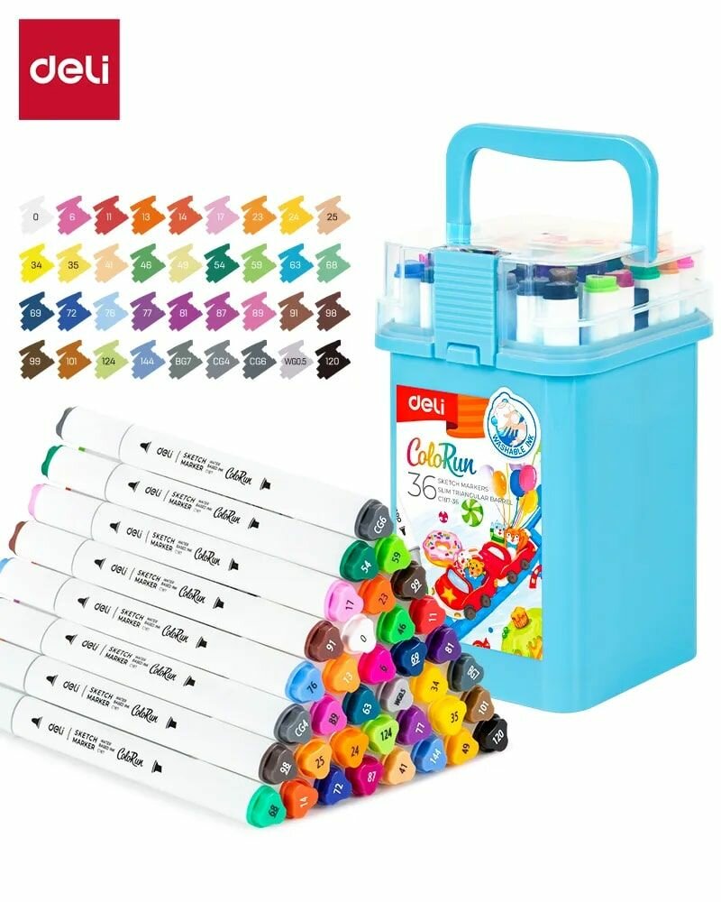 Набор маркеров для скетчинга Deli ColoRun ассорти 36 цветов