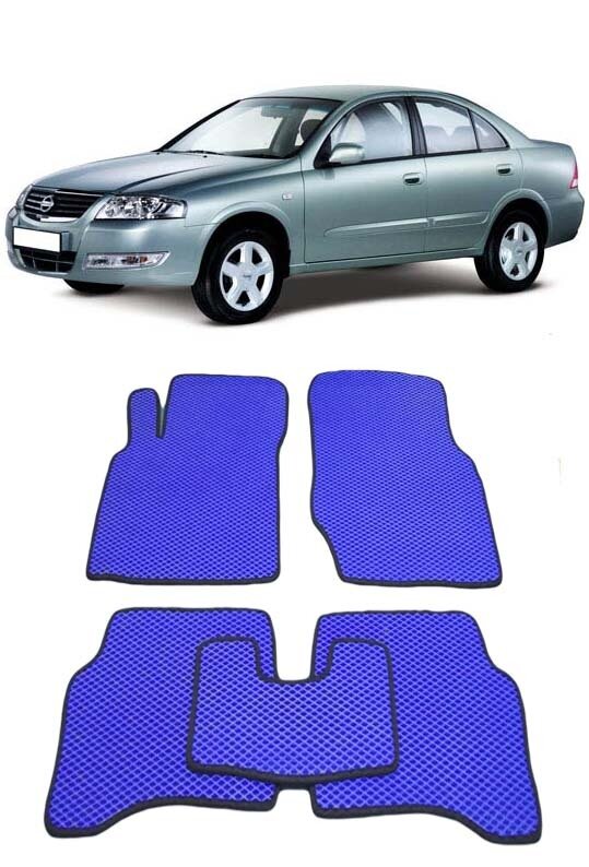 Ева коврики Nissan Almera Classic 2006 - 2013/ Ева ЭВА сота/ цвет Серый c красной окантовкой / EVA Smart / коврики в салон автомобиля Ниссан