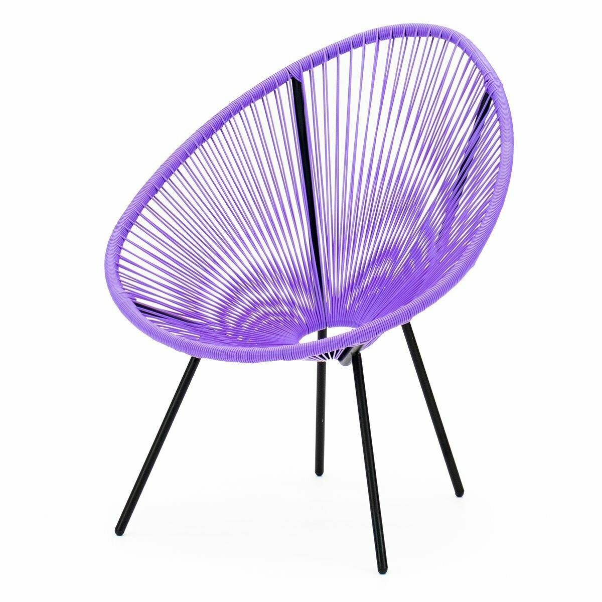 Кресло KORNERA "Акапулько", каркас черный, искусственный ротанг лавандовый