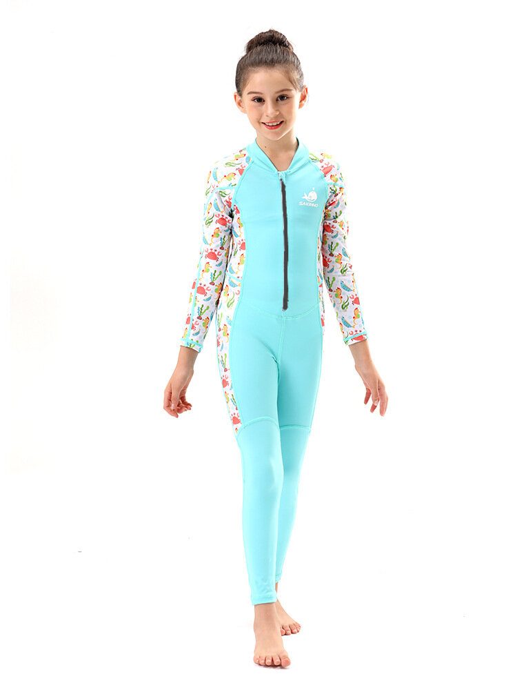 Новый детский гидрокостюм для мальчиков, защита от солнца, быстросохнущий, с длинным рукавом, костюм медузы для девочек, серфинг, снорклинг, плавание, парусный спорт, цельный купальник