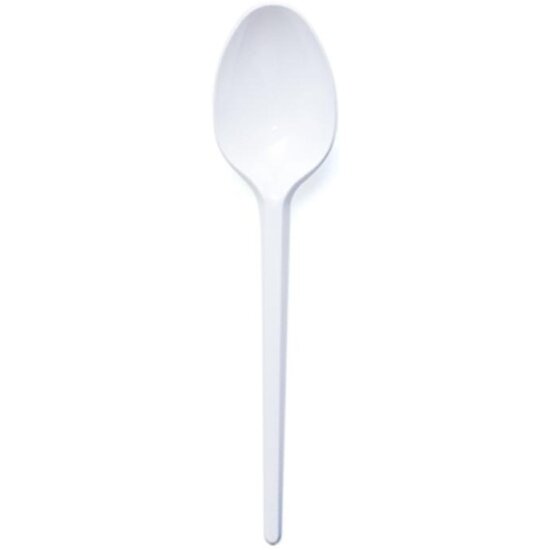 Ложка столовая одноразовая Комус 165 мм Эконом белая ПС, 100 шт/уп