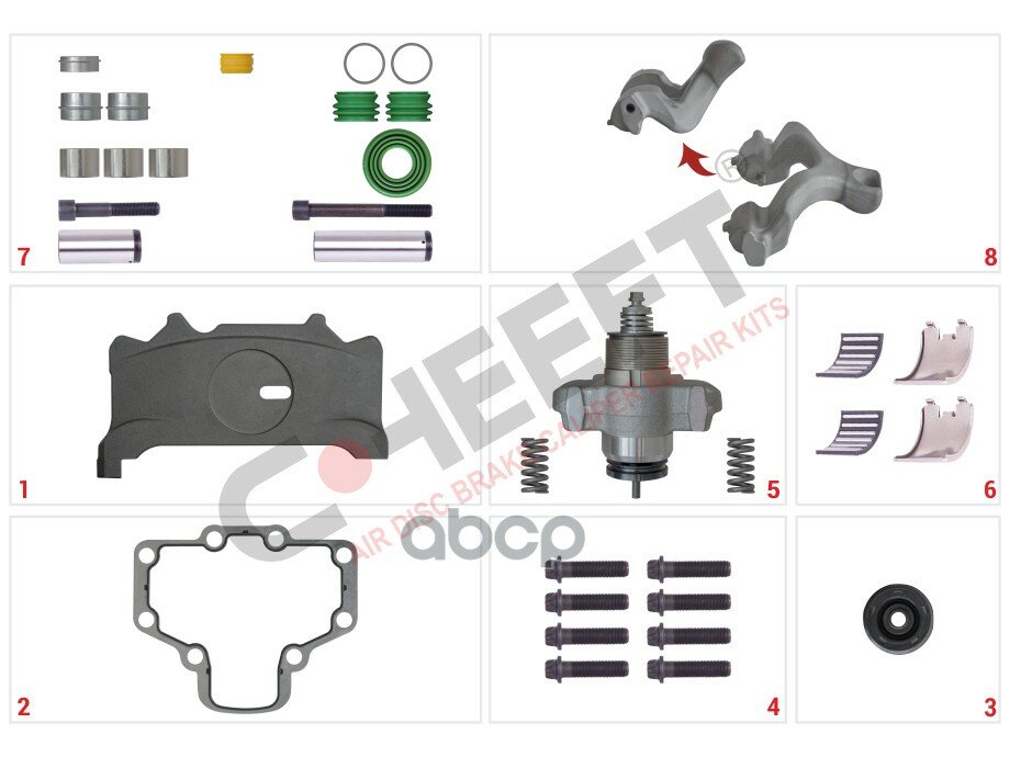 Полный РМК суппорта WABCO PAN 19-1/PAN 22-1 (35 деталей, лев.) SAF CHEEFT арт. CHS3004