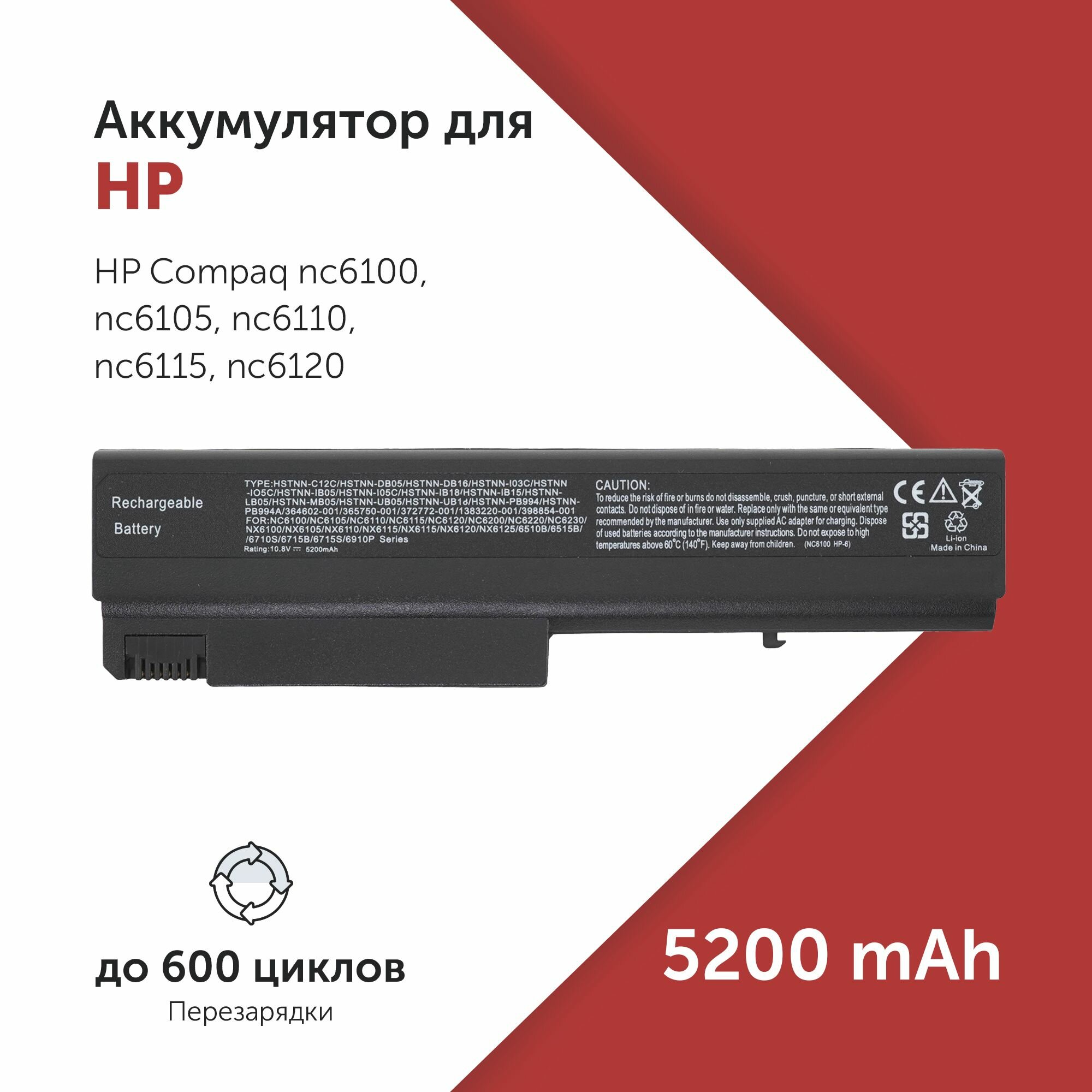 Аккумулятор HSTNN-I05C для ноутбука HP Compaq nc6100 / 6510 / nx6105 (PB994A, PQ457A, PQ457AV)