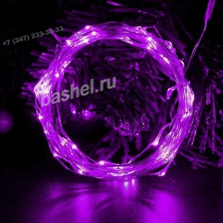 Нить светодиодная "Роса" OG-LDL08 5V-USB, 5м, 50 фиолетовых светодиодов (гирлянда USB), Огонек