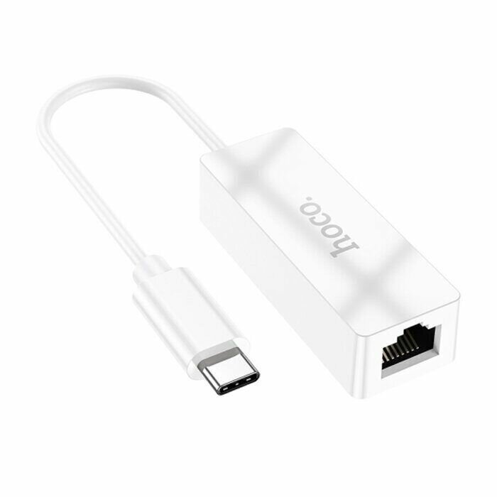 Адаптер-переходник Hoco UA22 (Type-C to ethernet adapter 100 Mbps) белый