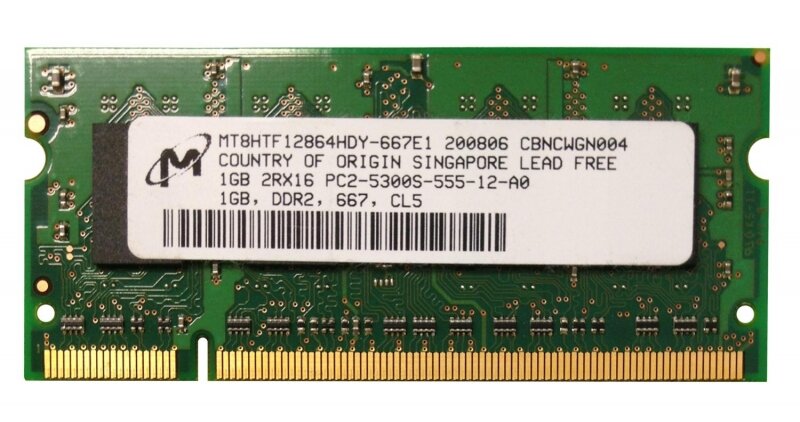 Оперативная память Micron MT8HTF12864HDY-667E1 DDRII 1024Mb