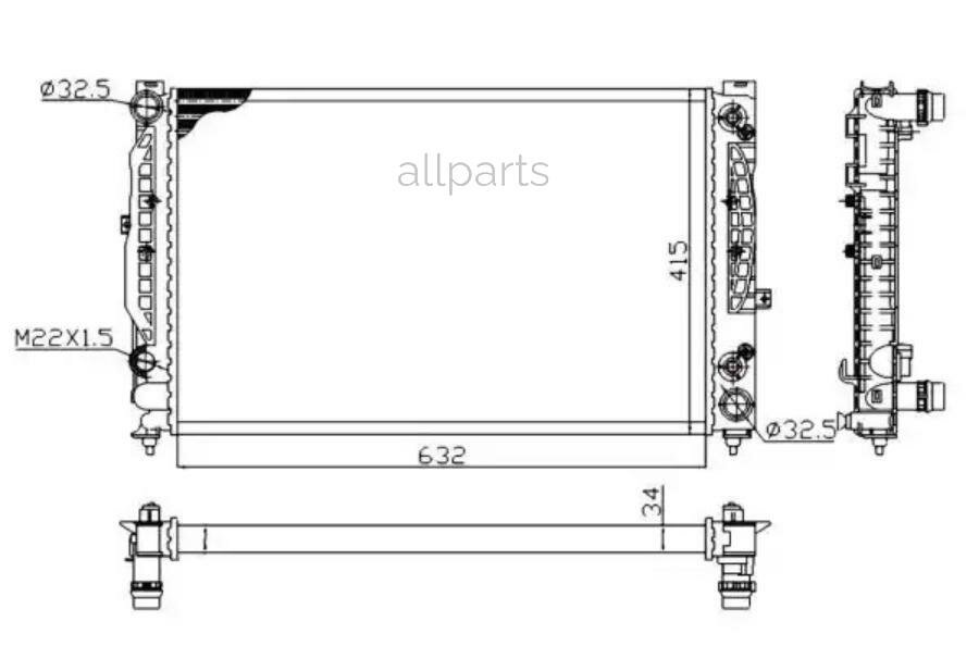 NRF 519504A Радиатор охлаждения двигателя AUDI A6 2.4 97-